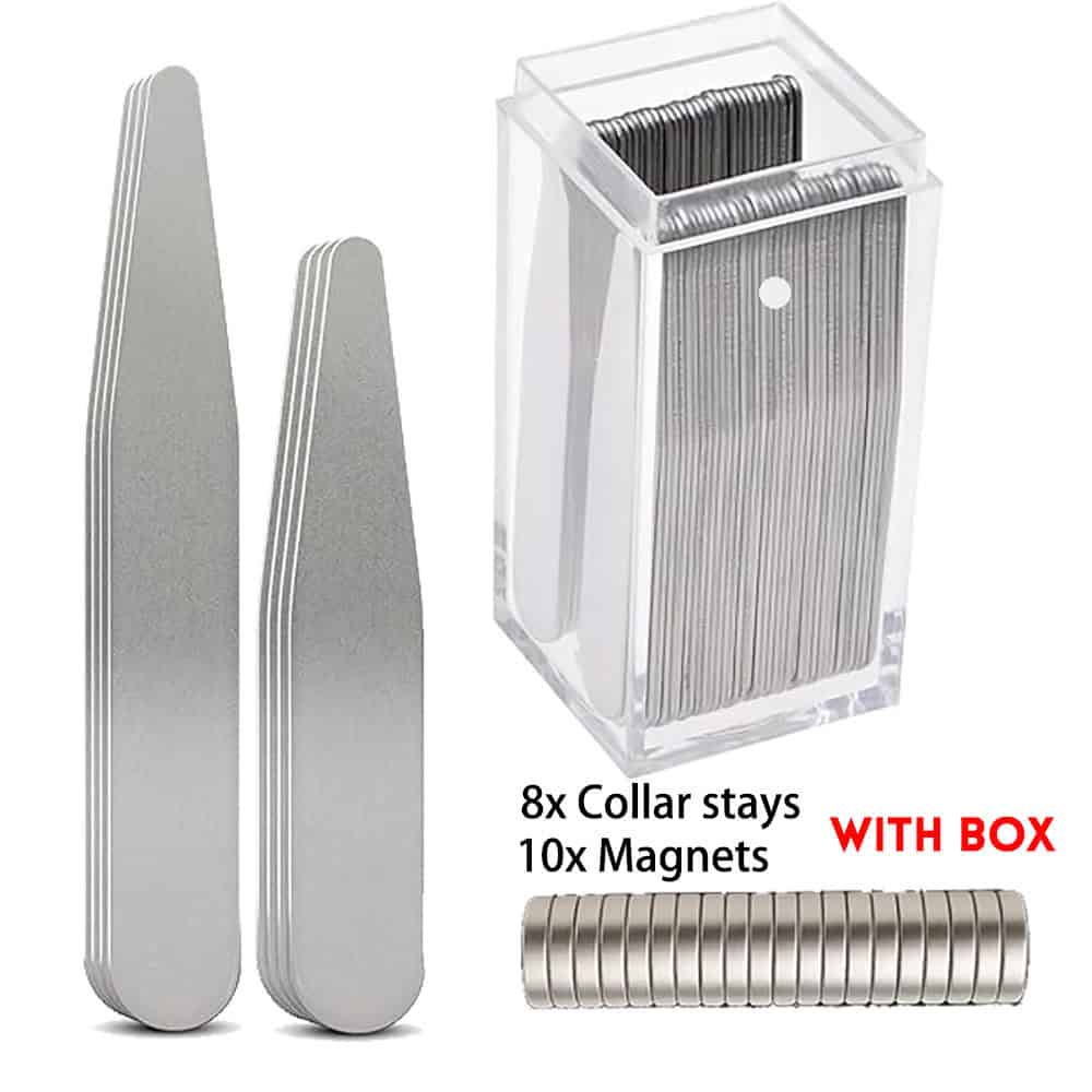 Magnetic Stainless Steel Collar Stays Set – 8 collar stays with 10 ...